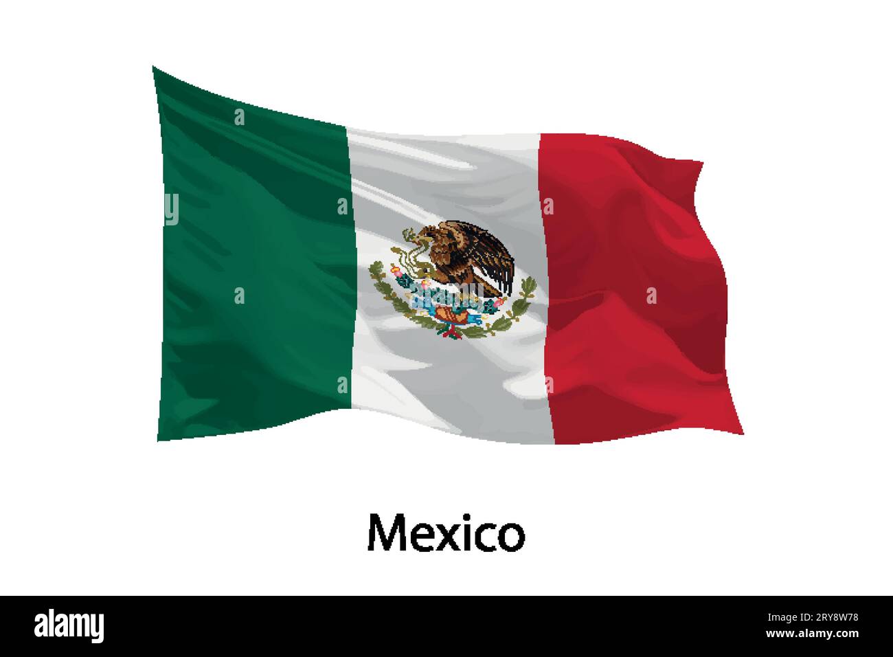 3d realistic Waving flag of Mexico Isolated. Template for iposter ...