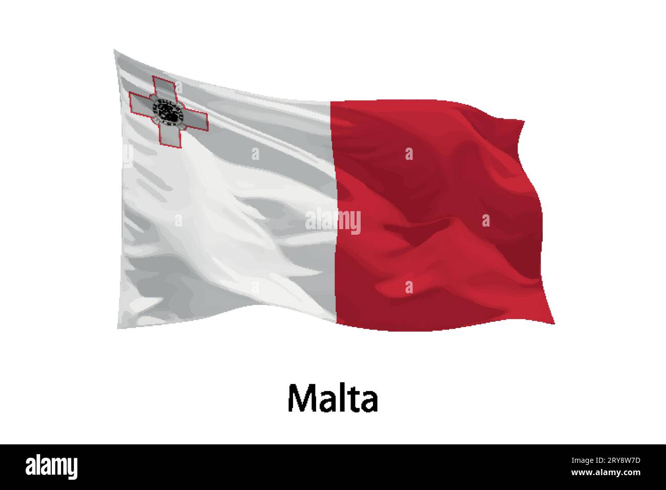 3d realistic Waving flag of Malta Isolated. Template for iposter design ...