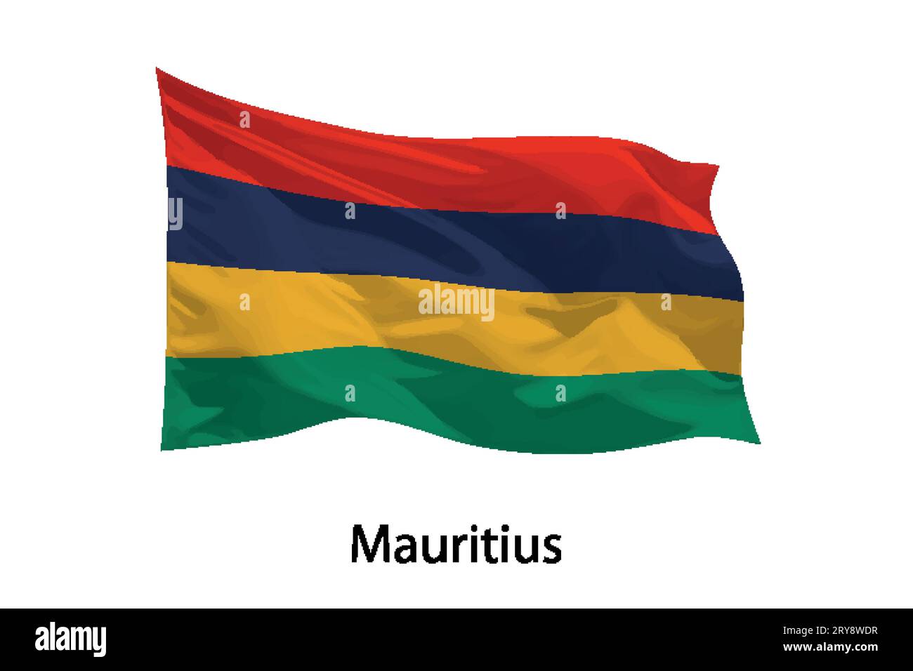3d realistic Waving flag of Mauritius Isolated. Template for poster ...