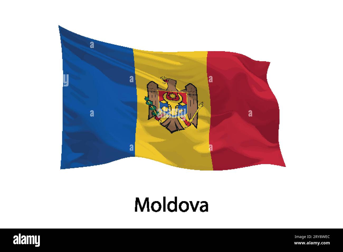 3d realistic Waving flag of Moldova Isolated. Template for iposter ...