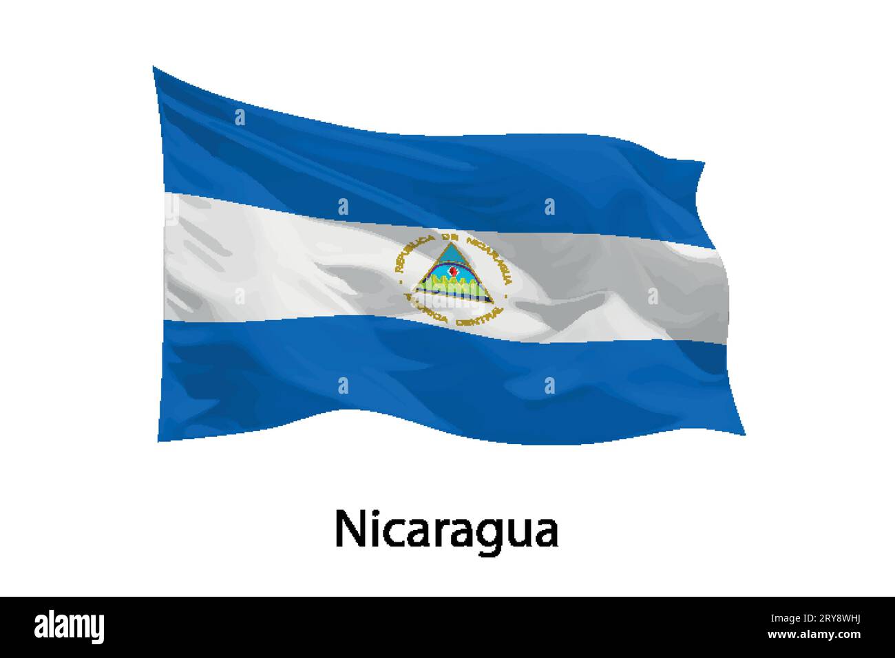 3d realistic Waving flag of Nicaragua Isolated. Template for iposter design Stock Vector Image ...