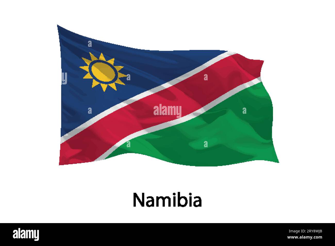 3d realistic Waving flag of Namibia Isolated. Template for poster ...