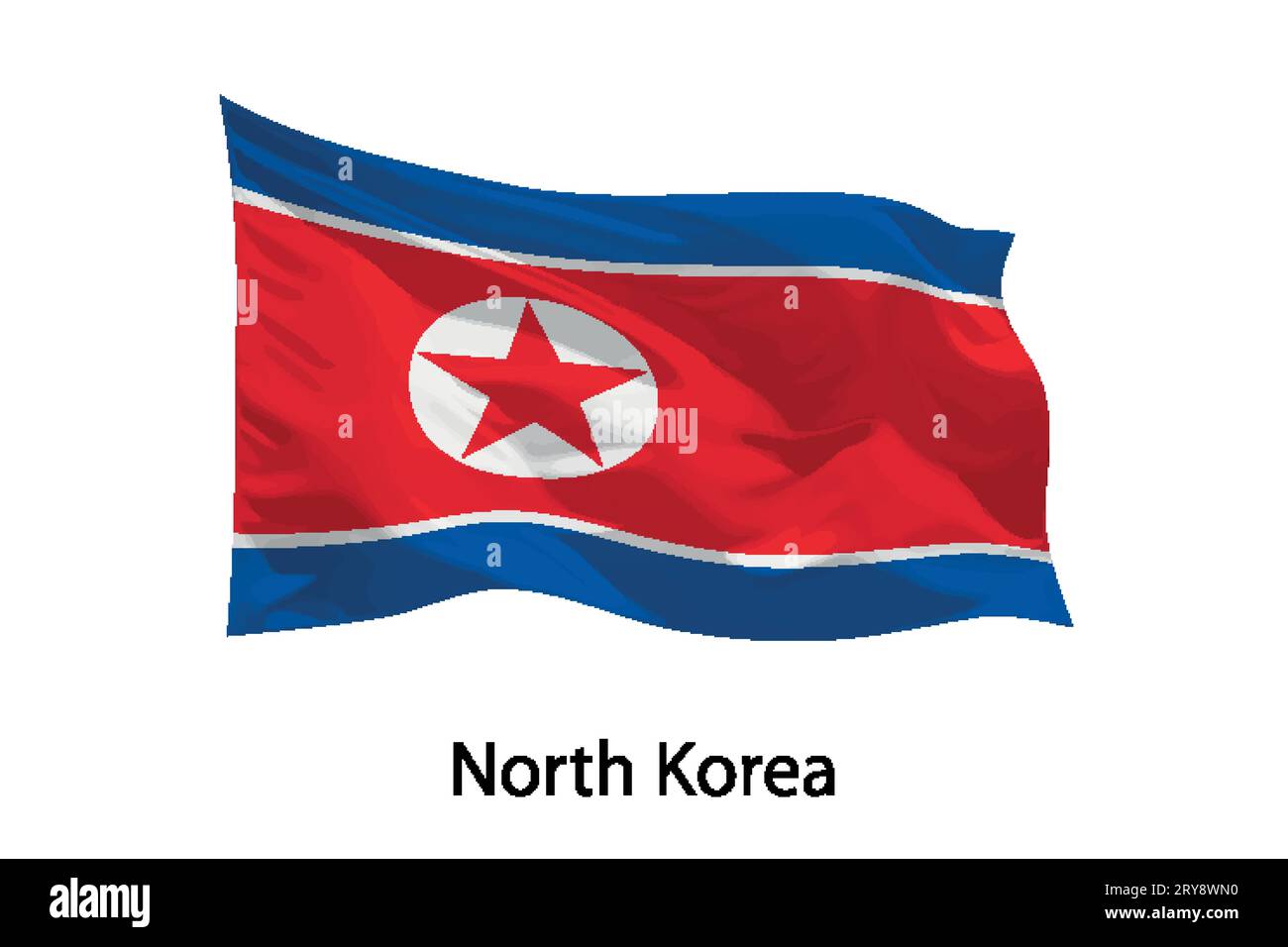 3d realistic Waving flag of North Korea Isolated. Template for poster design Stock Vector Image ...