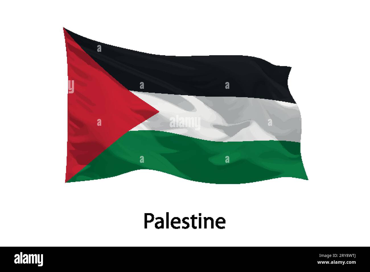 3d realistic Waving flag of Palestine Isolated. Template for poster ...