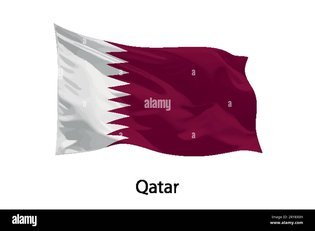 3d realistic Waving flag of Qatar Isolated. Template for poster design ...