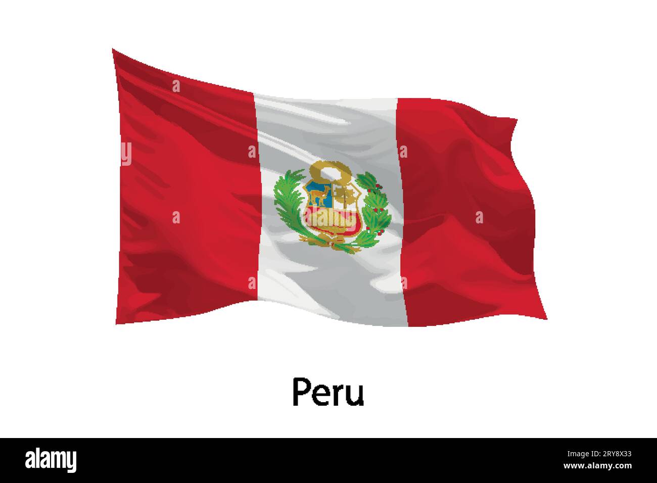 3d realistic Waving flag of Peru Isolated. Template for iposter design ...