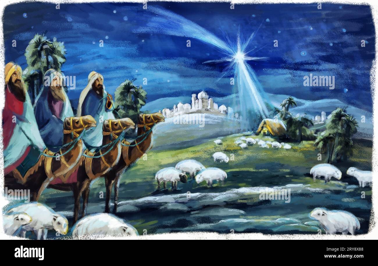 traditional christmas scene with holy family for different usage Stock ...