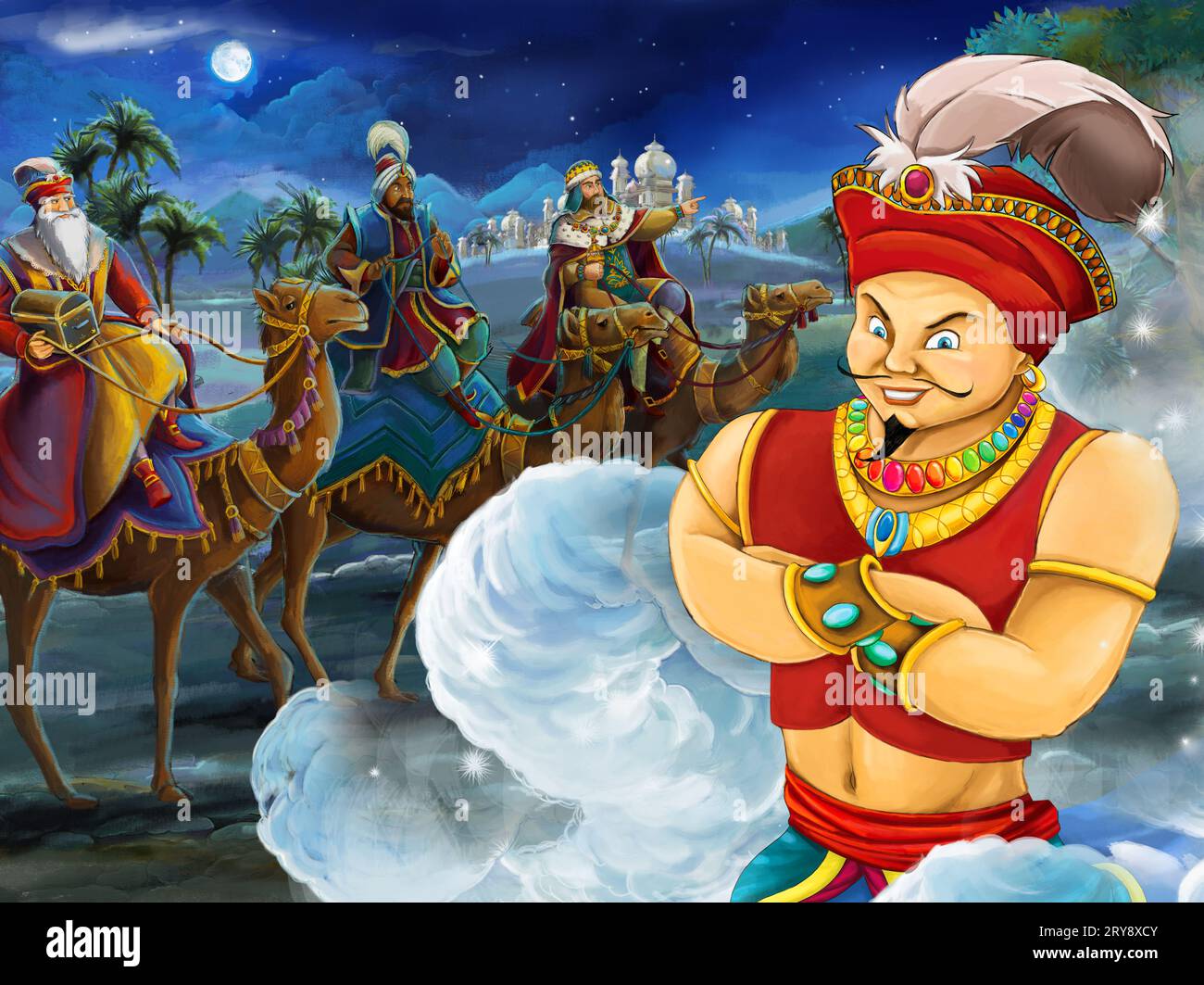 religious illustration three kings - and holy family - traditional ...