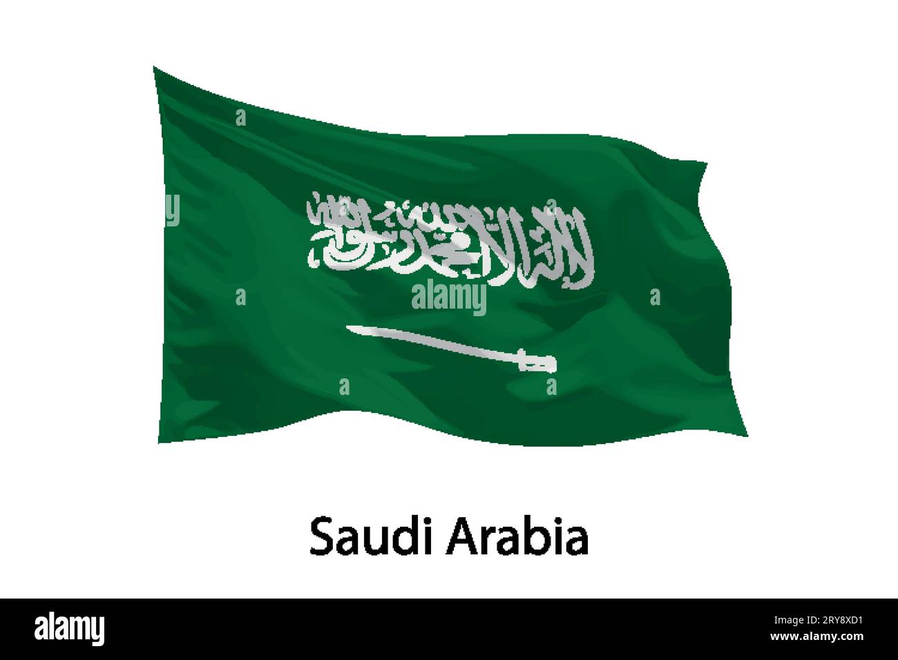 3d realistic Waving flag of Saudi Arabia Isolated. Template for poster ...
