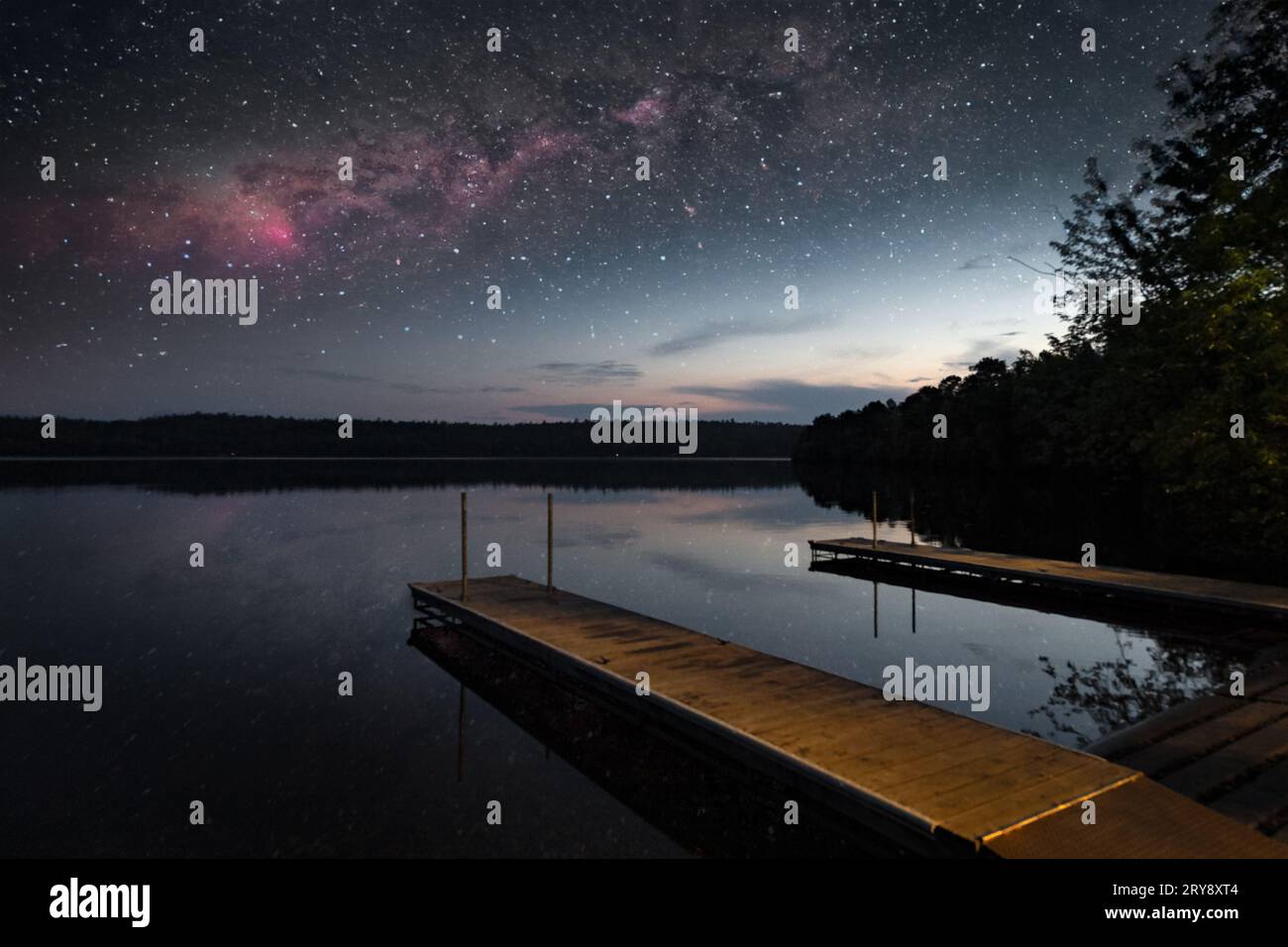 Dawn Starscape Over Fishing Docks - summer Stock Photo - Alamy