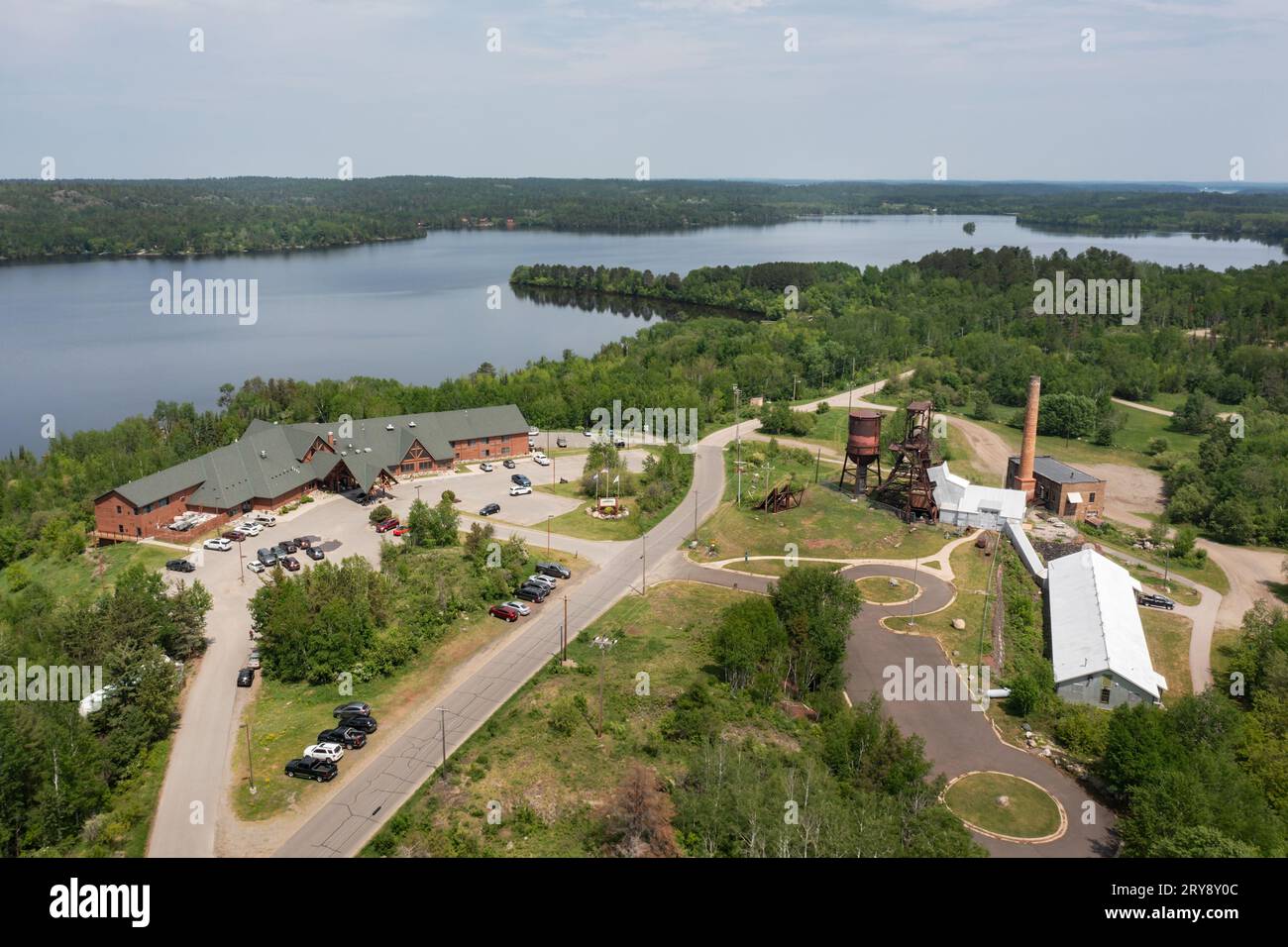 Resort Next to Historic Site in Ely Minnesota USA - drone aerial Stock ...