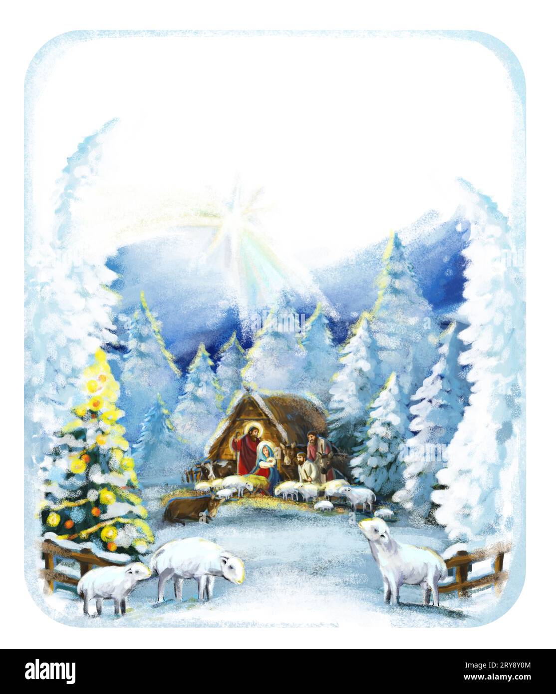 traditional christmas scene with holy family for different usage Stock ...