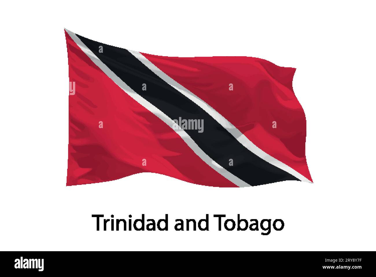 3d realistic Waving flag of Trinidad and Tobago Isolated. Template for iposter design Stock ...