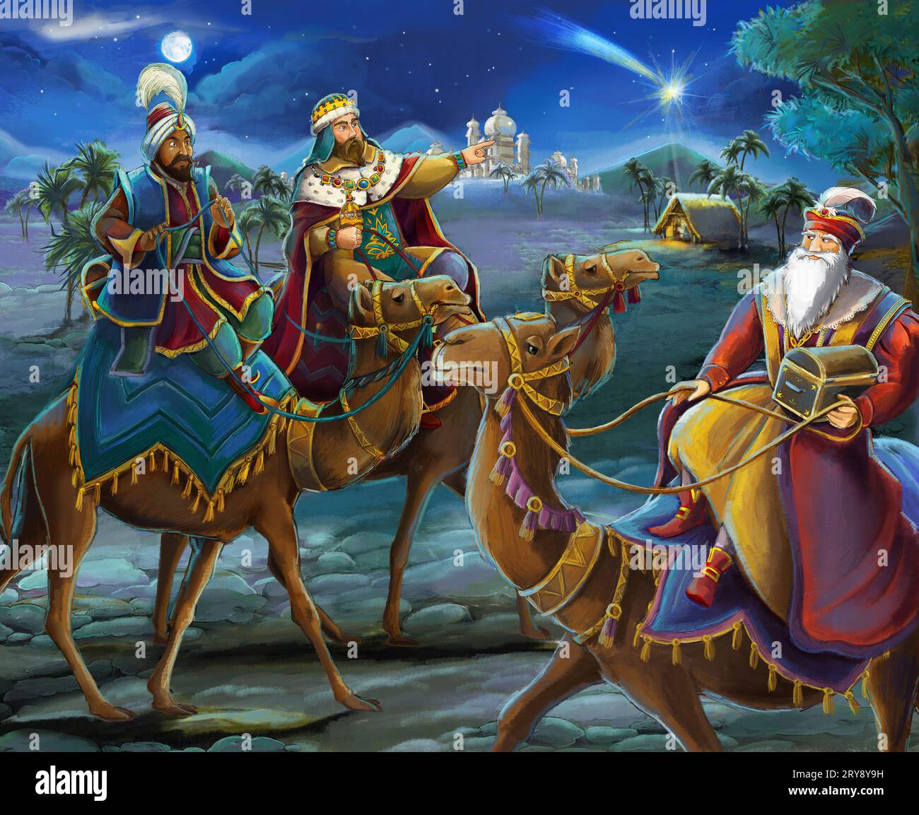 religious illustration three kings - and holy family - traditional ...