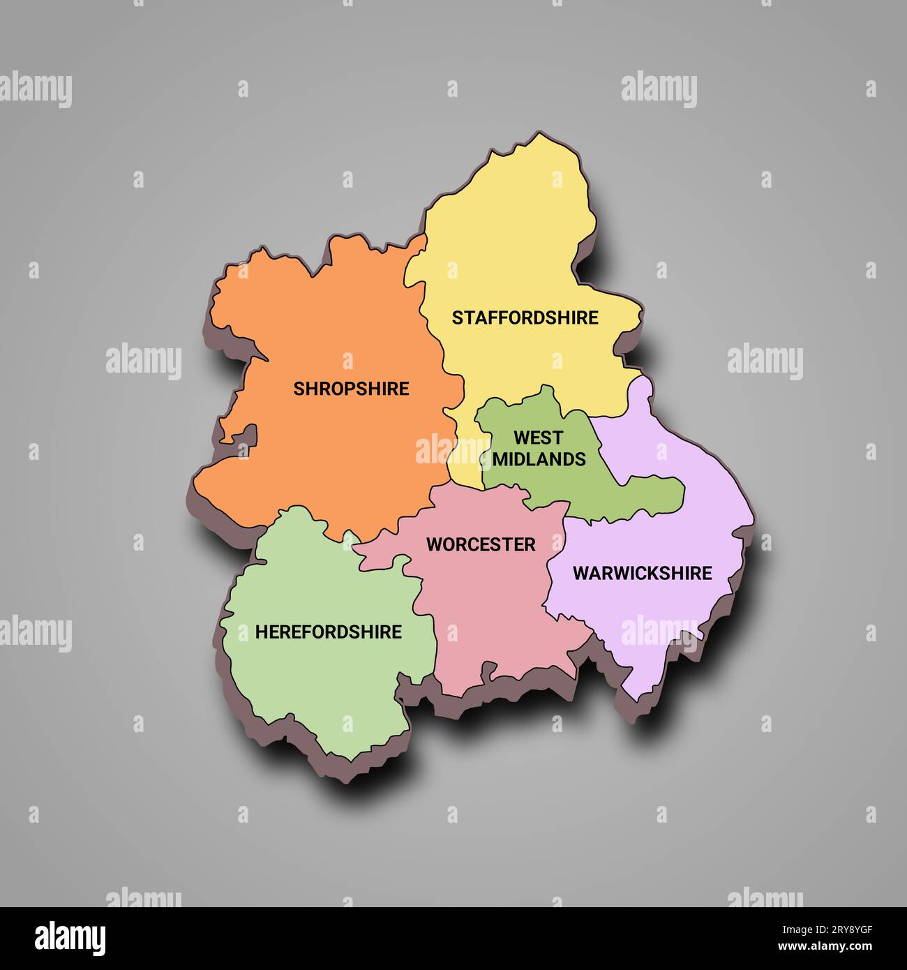 Ceremonial counties map hi-res stock photography and images - Alamy