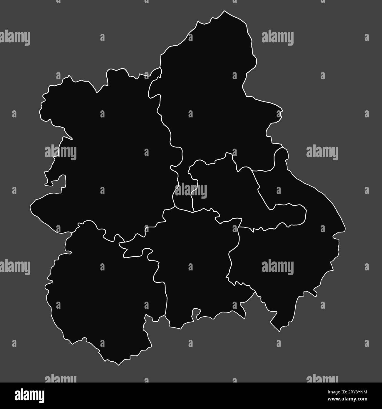 black map of West Midlands England is a region of England, with borders ...