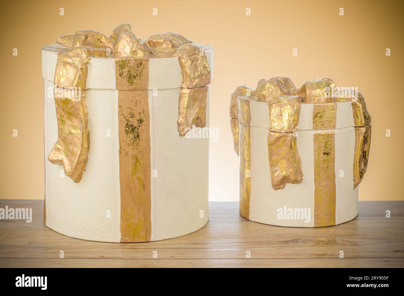 Christmas decorative white gift boxes Stock Photo - Alamy