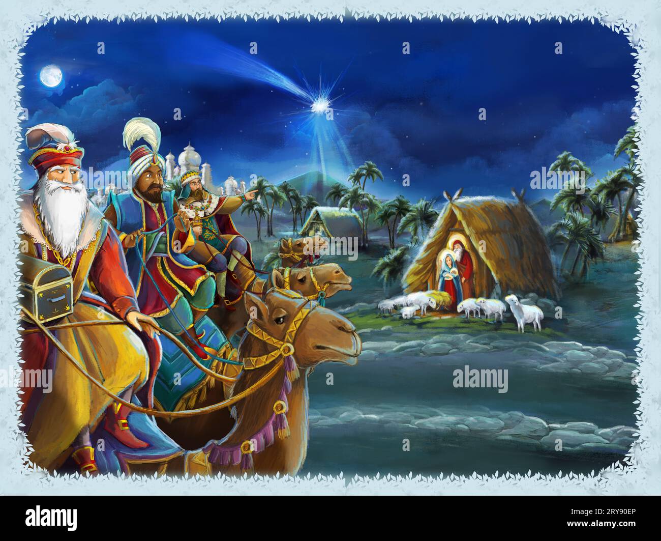 religious illustration three kings - and holy family - traditional ...