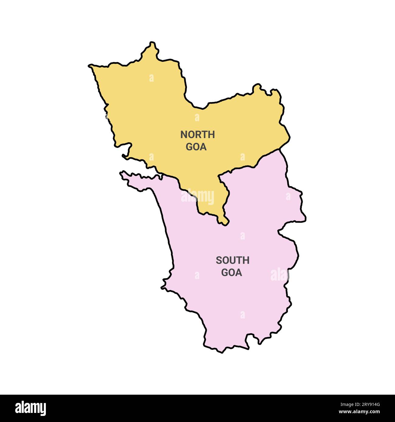 coloured Goa district map isolated on white background Stock Photo - Alamy