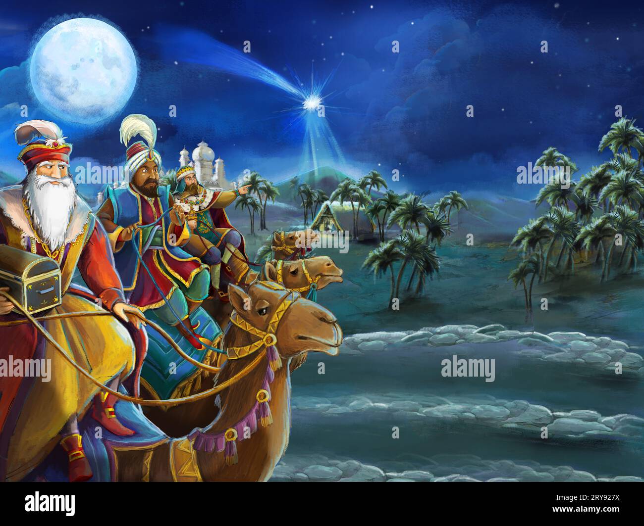 religious illustration three kings - and holy family - traditional ...