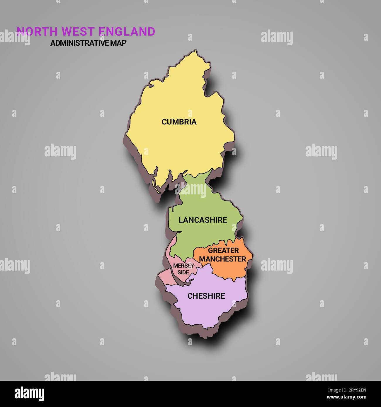 England map with name hi-res stock photography and images - Alamy