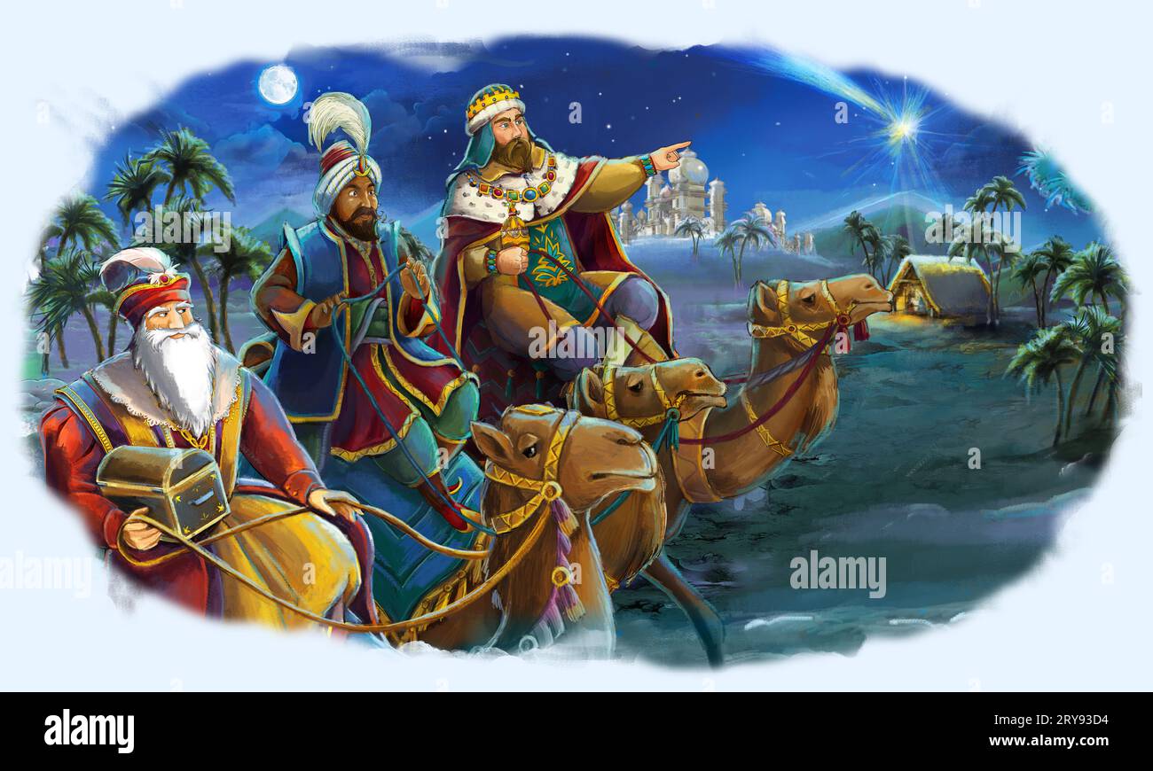religious illustration three kings - and holy family - traditional ...