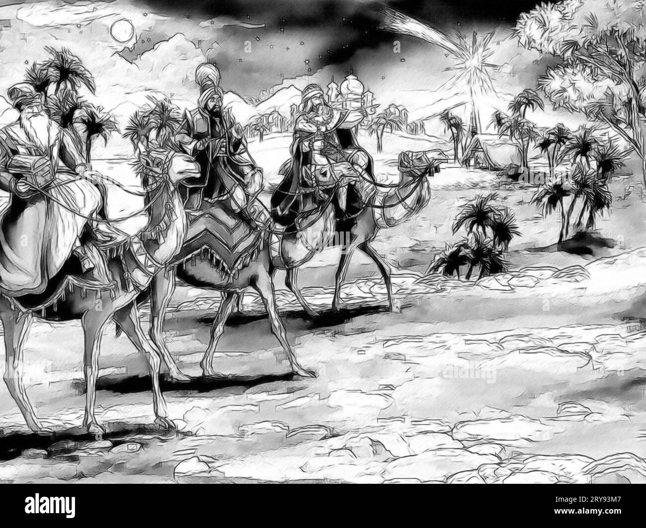 religious illustration three kings - and holy family - traditional ... religious illustration three kings - and holy family - traditional ...