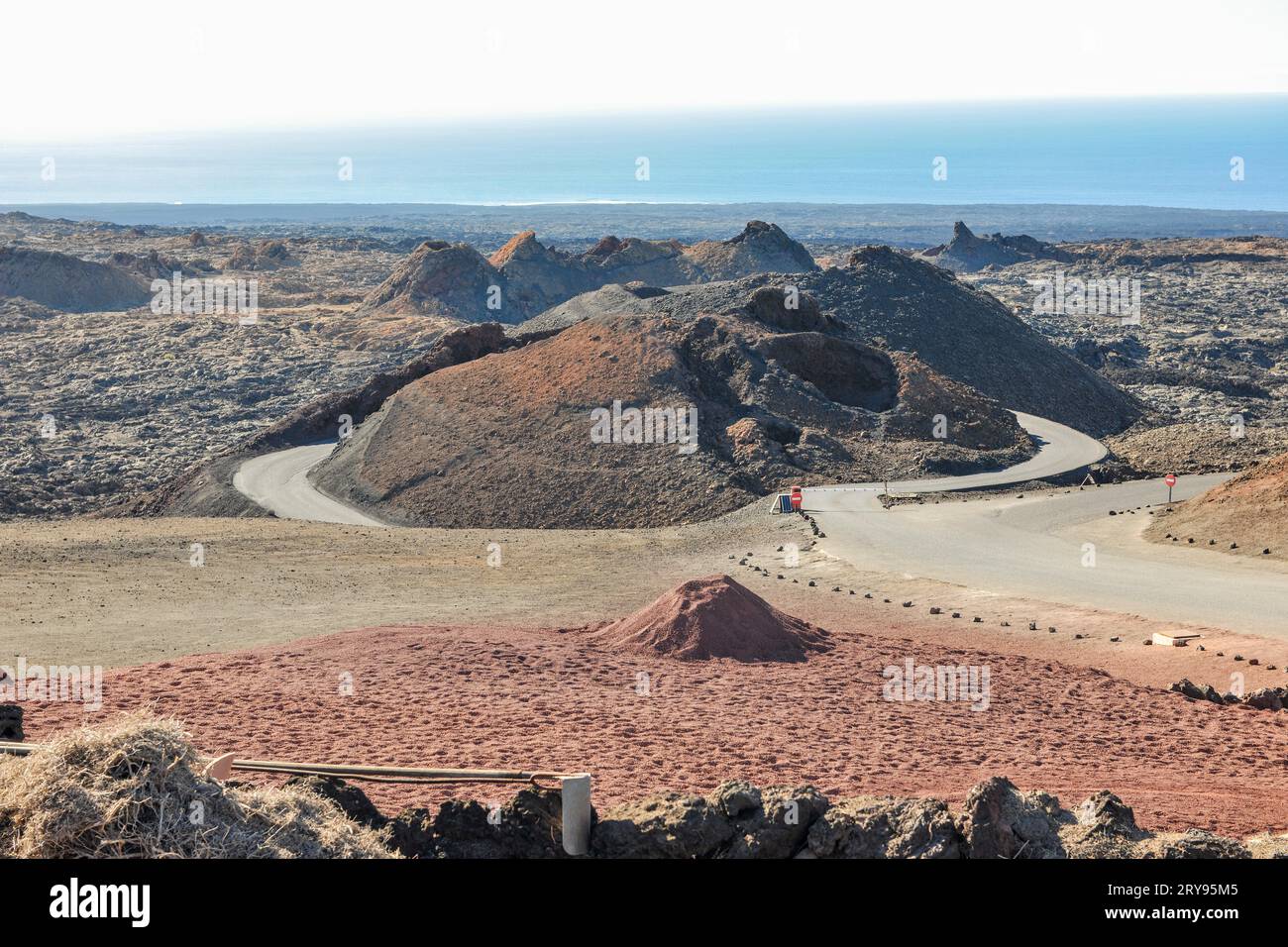View of crater landscape with extinct volcanoes Volcanism, Montanas del ...