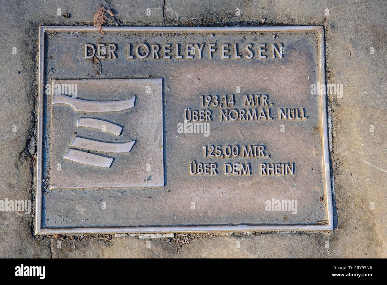 Information sign Marking metal ground plate with altitude 193 metres ...