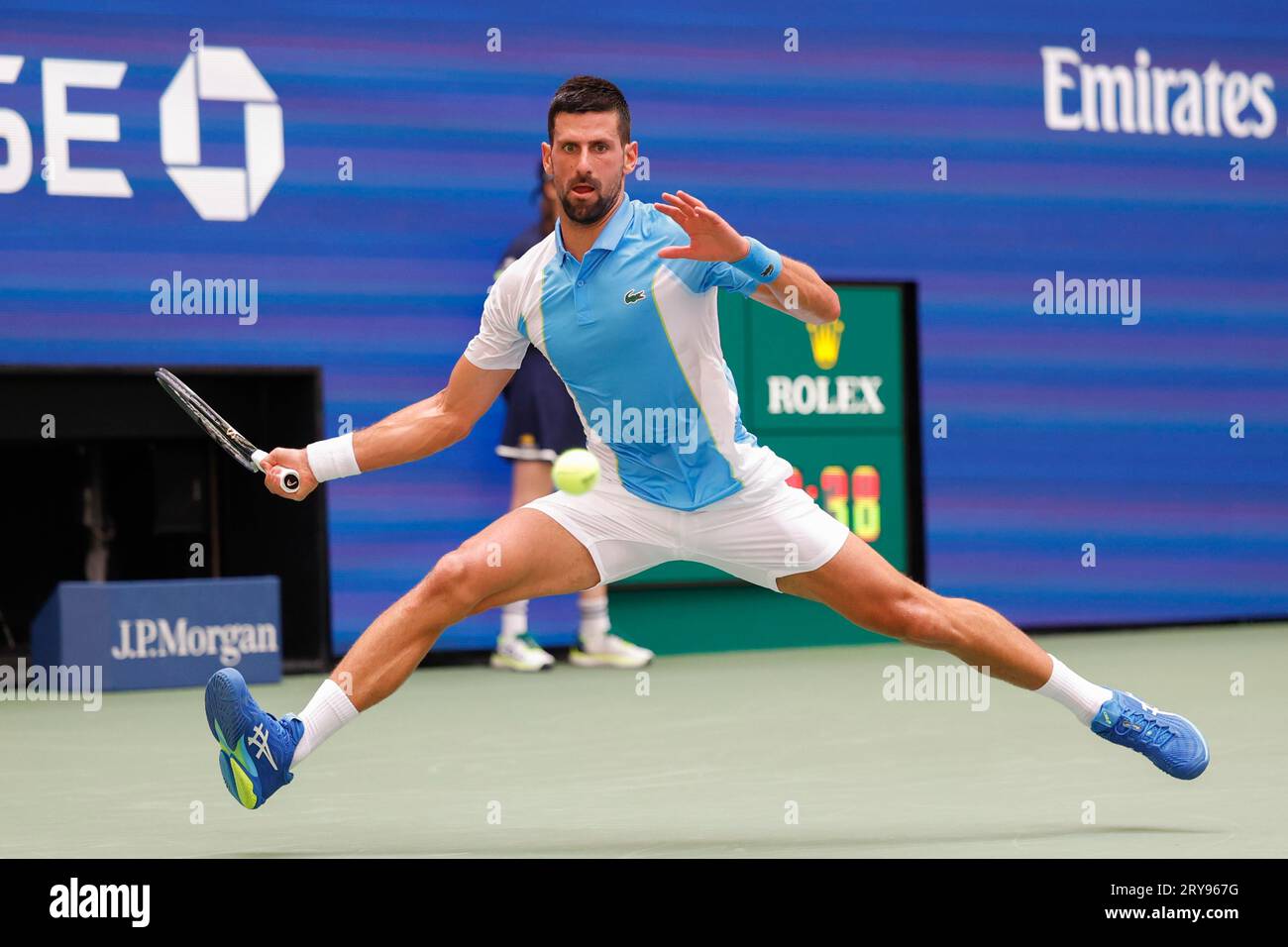 Tennisspieler Novak Djokovic (SRB) in Aktion bei den US Open 2023, USTA ...