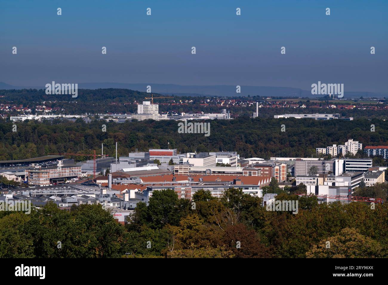 View from Killesberg tower on industrial area of Feuerbach and ...