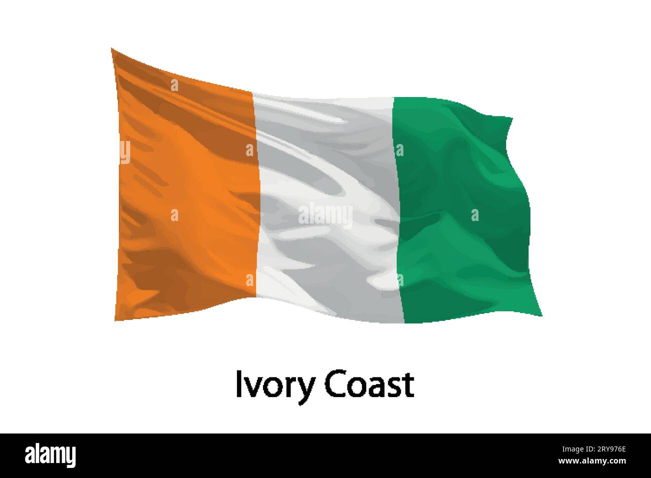 3d realistic Waving flag of Ivory Coast Isolated. Template for poster ...