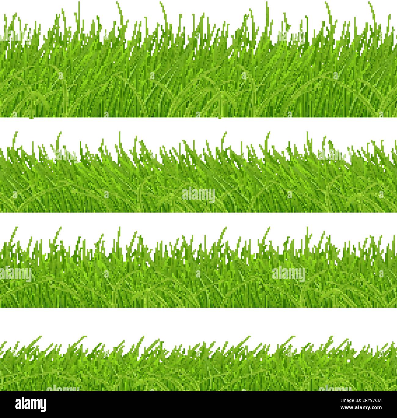 Set of Green Grass Elements on White Background. Natural Border for ...