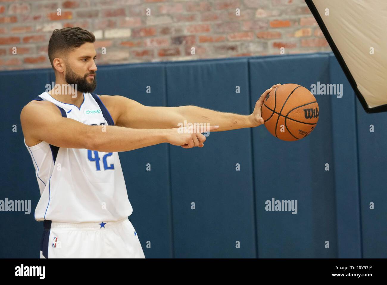 Dallas Mavericks forward Maxi Kleber poses for a photo during a NBA ...