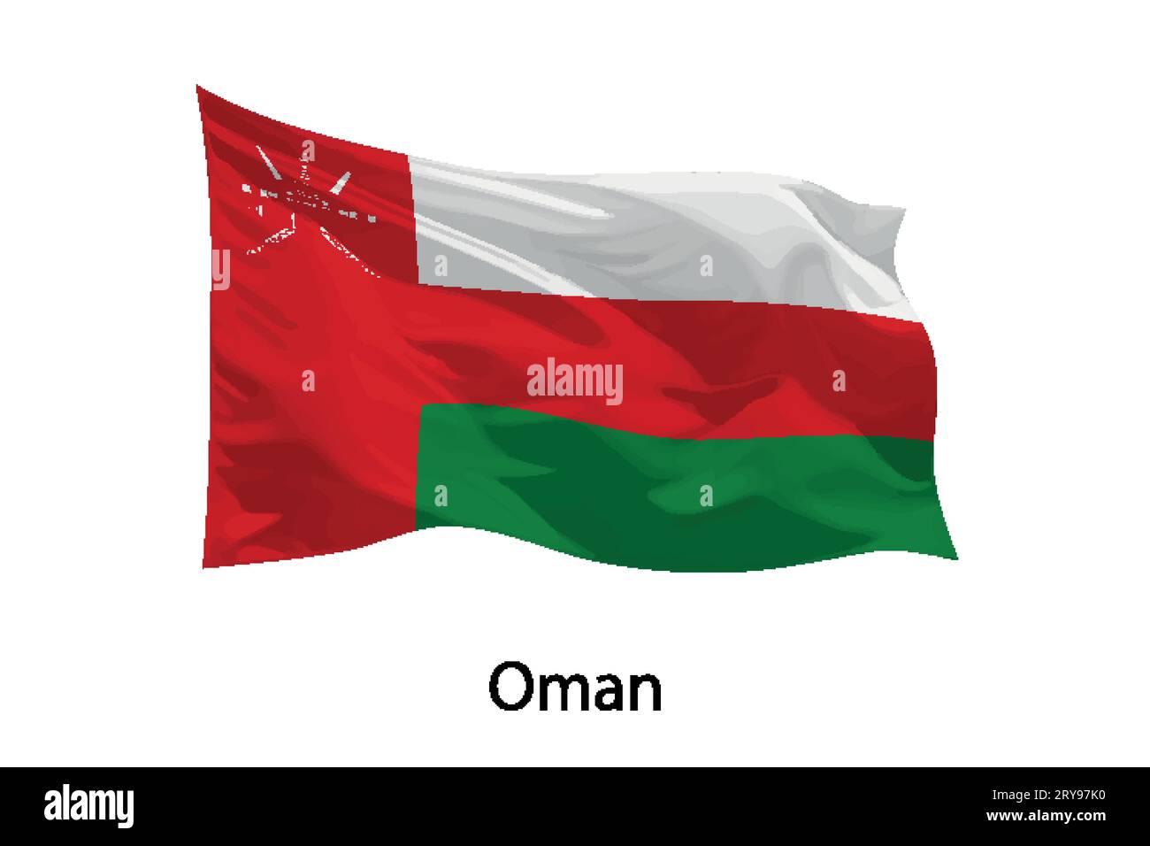 3d realistic Waving flag of Oman Isolated. Template for poster design ...