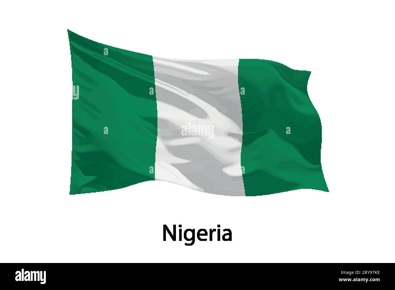 3d realistic Waving flag of Nigeria Isolated. Template for poster ...