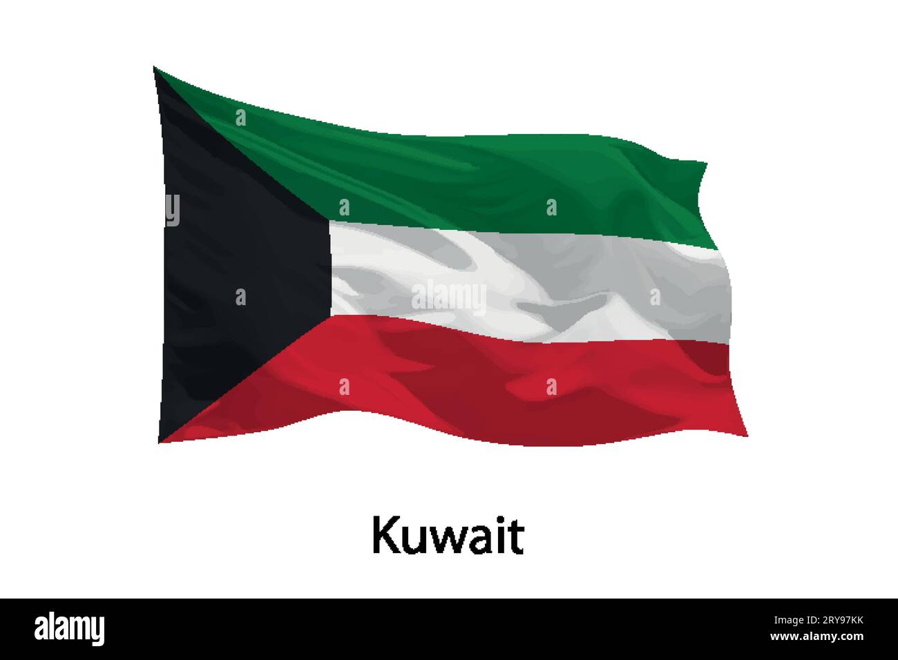 3d realistic Waving flag of Kuwait Isolated. Template for poster design ...