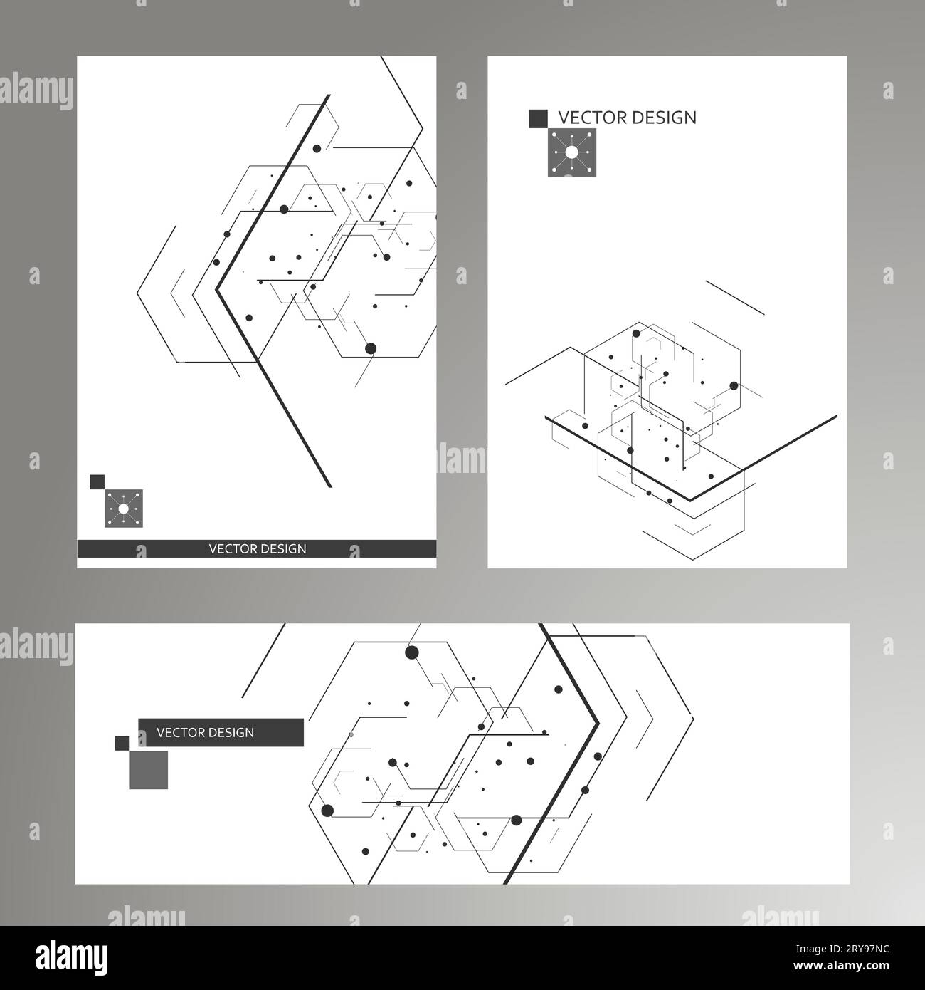 Vector cover template design. White background with abstract hexagon ...