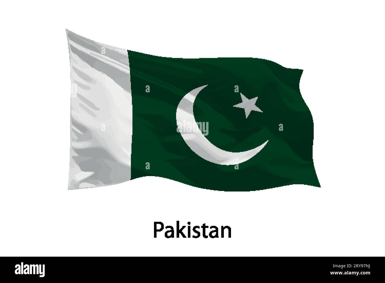 3d realistic Waving flag of Pakistan Isolated. Template for poster ...