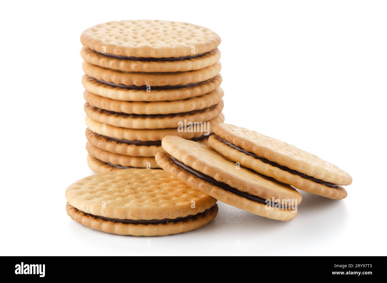Sandwich biscuits with chocolate filling Stock Photo - Alamy
