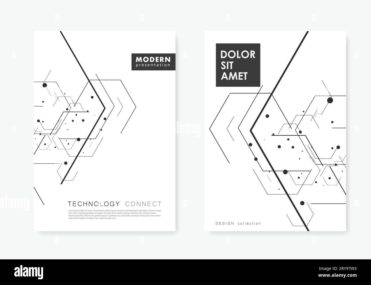 Connecting lines and dots on simple background. Vector cover templates ...