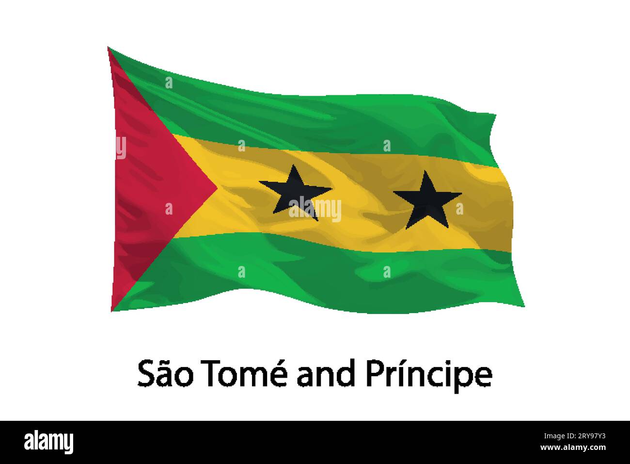 3d realistic Waving flag of Sao Tome and Principe Isolated. Template ...