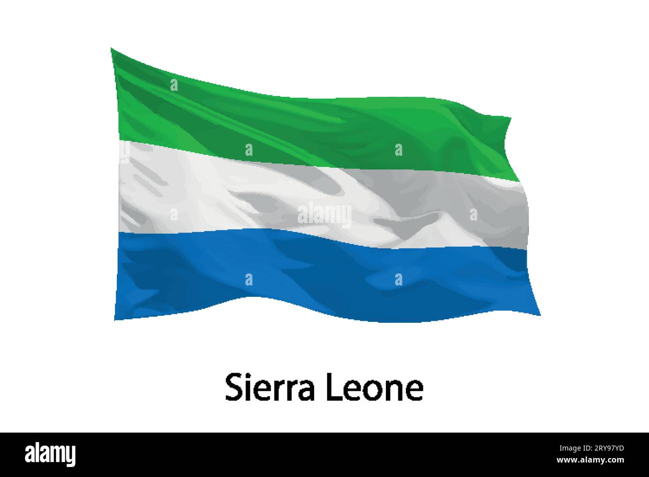 3d realistic Waving flag of Sierra Leone Isolated. Template for poster ...