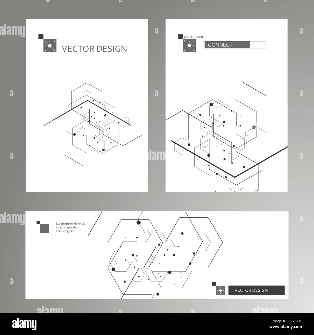 Vector cover template design. White background with abstract hexagon ...