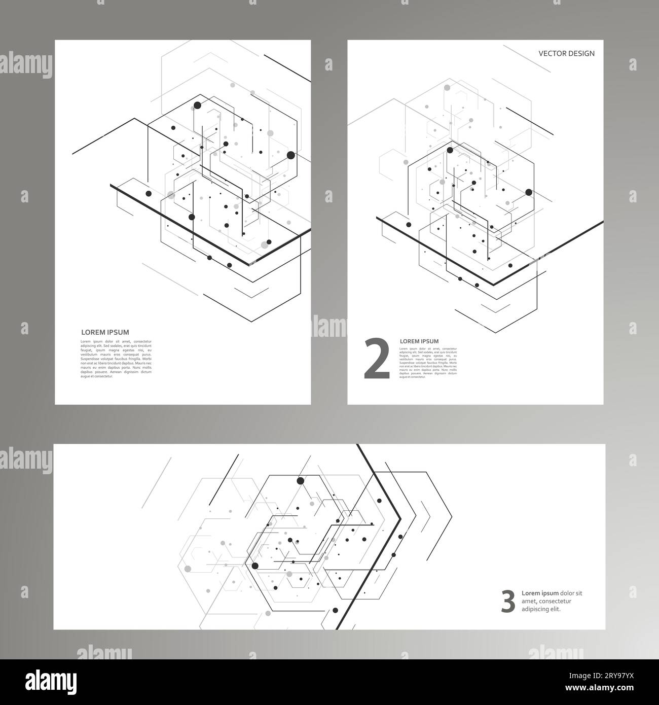 Vector cover template design. White background with abstract hexagon ...