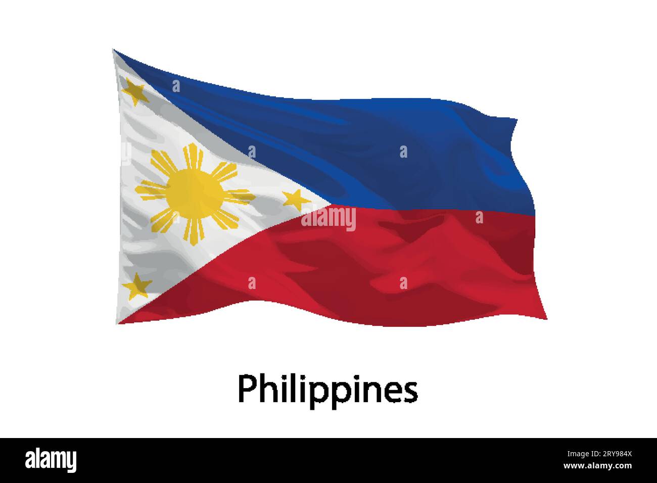 3d realistic Waving flag of Philippines Isolated. Template for poster ...