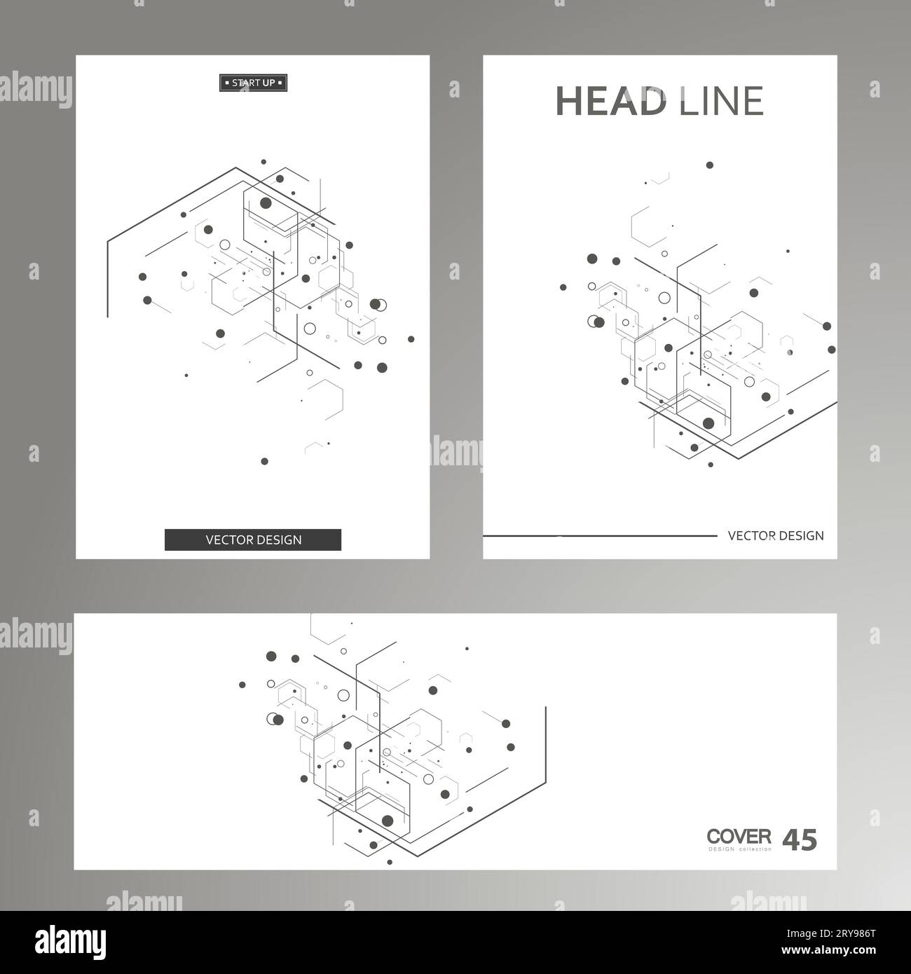Vector cover template design. White background with abstract hexagon ...