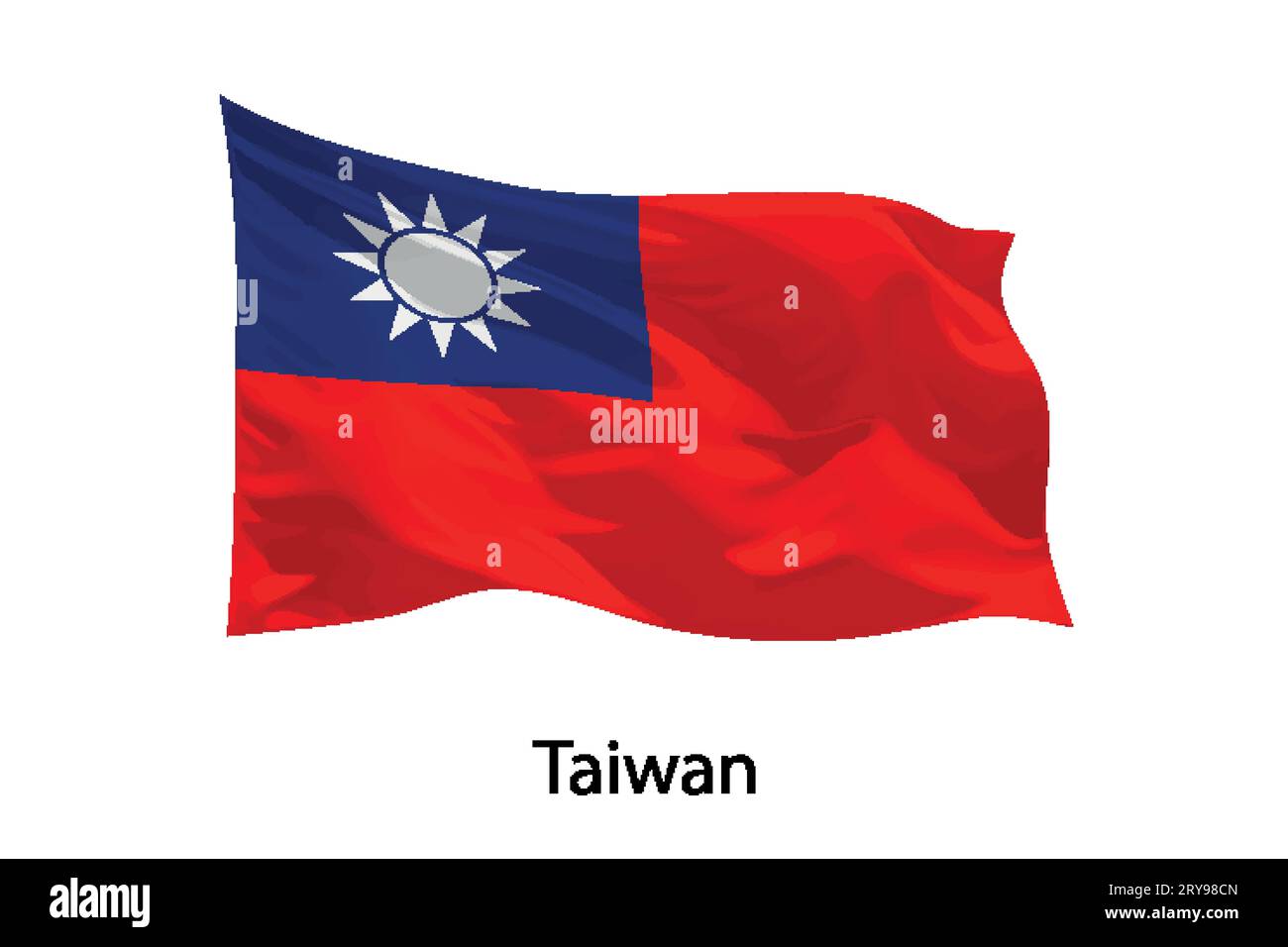 3d realistic Waving flag of Taiwan Isolated. Template for poster design ...