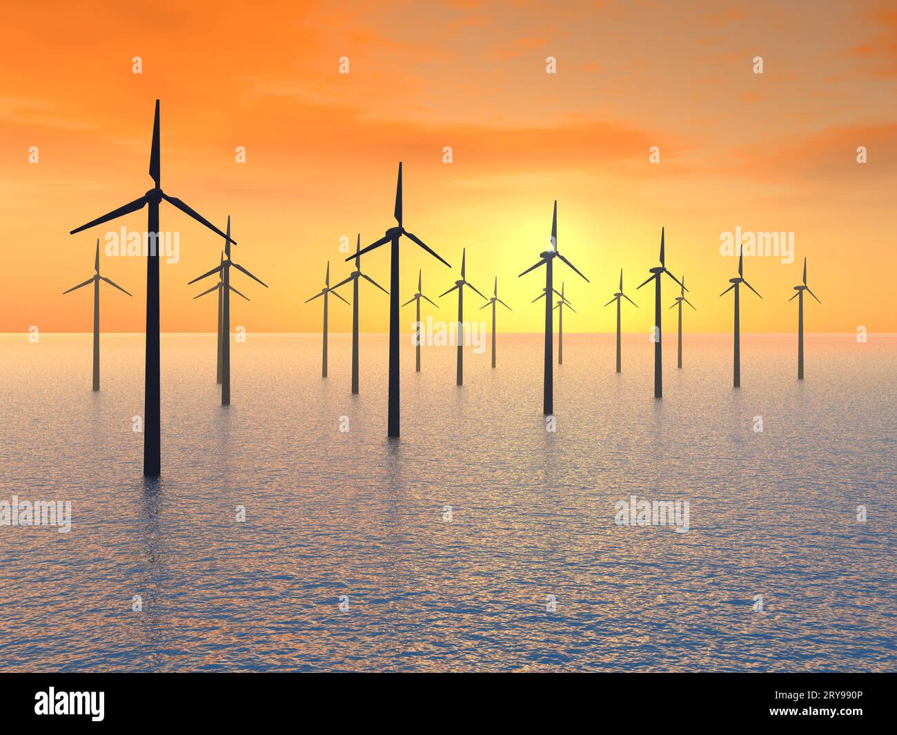 Wind turbine sunset offshore windpark hi-res stock photography and ...