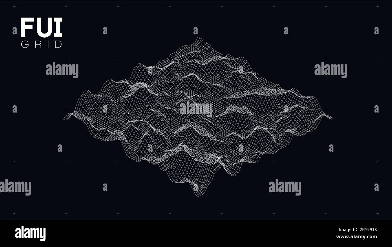 FUI GUI 3D Vector Landscape Scan Grid. Abstract futuristic background ...